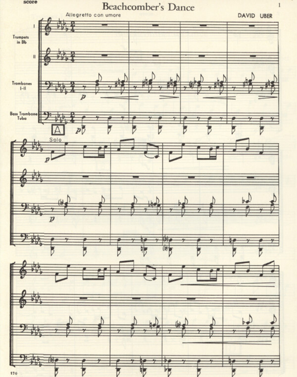 Uber, David - Beachcombers Dance für 2 Trompeten, 3 Posaunen + Tuba | Blechbläsersortiment Köbl