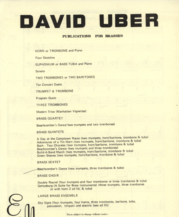 Uber, David - Beachcombers Dance für 2 Trompeten, 3 Posaunen + Tuba | Blechbläsersortiment Köbl