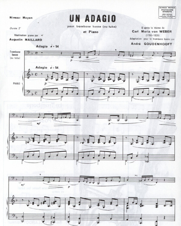 Weber, Carl Maria von - Un adagio für Baßposaune (Tuba) + Klavier ...