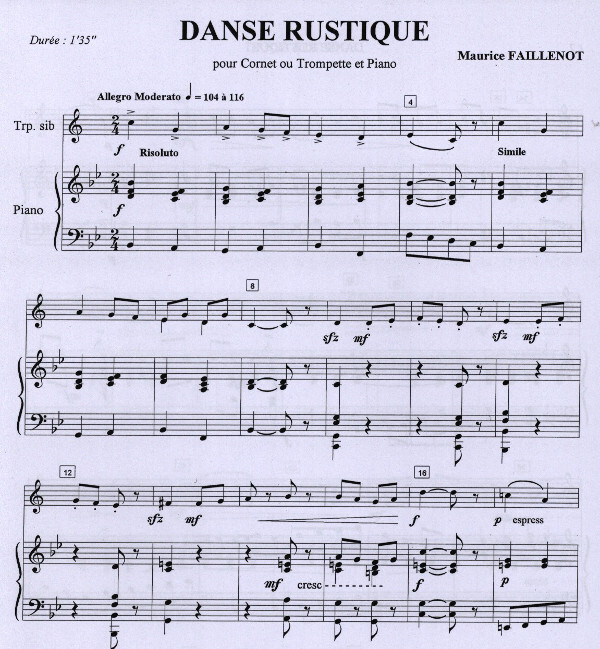 Faillenot, Maurice - Danse Rustique für Trompete + Klavier ...