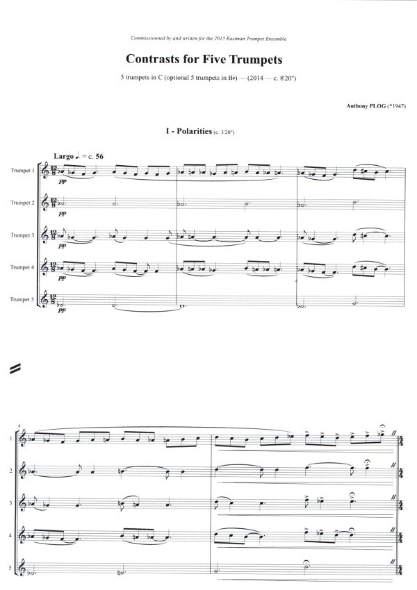 Plog, Anthony - Contrasts for Five Trumpets for 5 trumpets für 5 ...