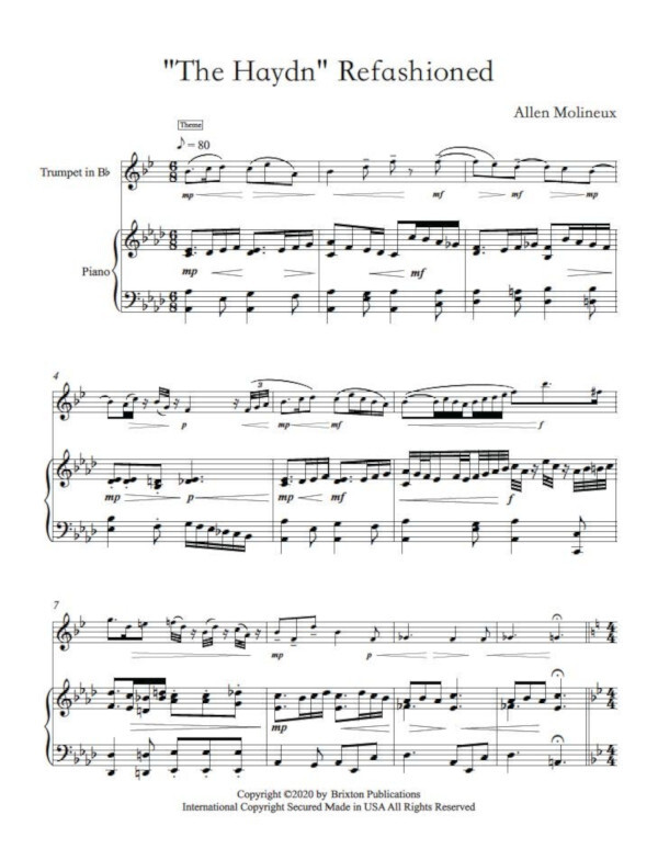 Molineux, Allen - THE HAYDN REFASHIONED for Bb trumpet and piano ...
