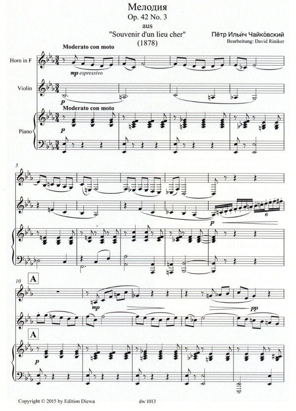 Riniker, David - Velvet Valves - 6 Romantic Pieces for Horn, Violin and ...